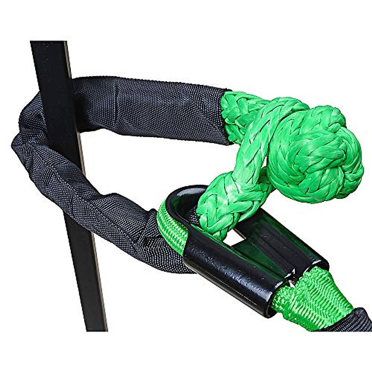 Astra Depot Winch Recovery Snatch Ring 41000lbs & 1/2" Protective Sleeves Soft Shackle for Towing Straps ATV UTV Truck 4WD Off-Road (Set, 2 Green Shackle&1 Blue Ring)