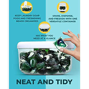Skywin Laundry Pods Container for Laundry Room Organization, Dishwasher Pods Container (White)