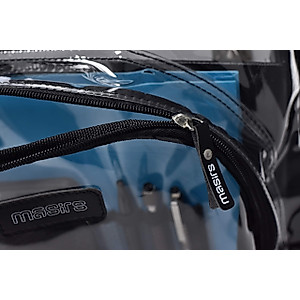 Masirs Heavy Duty Clear Backpack, Stadium Approved Transparent Design, Quick Access at Security Checkpoints, Adjustable Shoulder Straps, Dual Zippered Compartments & Mesh Side Pockets, (16"H x 11"W)
