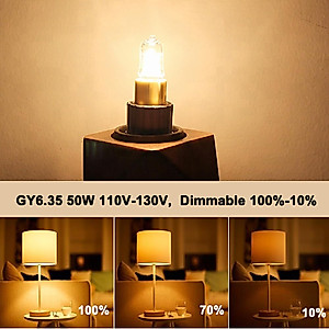 Vinaco GY6.35 Halogen Bulb, 10 Pack 50W 120V T4 GY6.35 Bi-Pin Base Clear Halogen Bulb, GY6.35 Bulb Dimmable with 2800K Warm White, T4 GY6.35 120V 50W for Pendant Light, Microwave Oven, Table Lamp