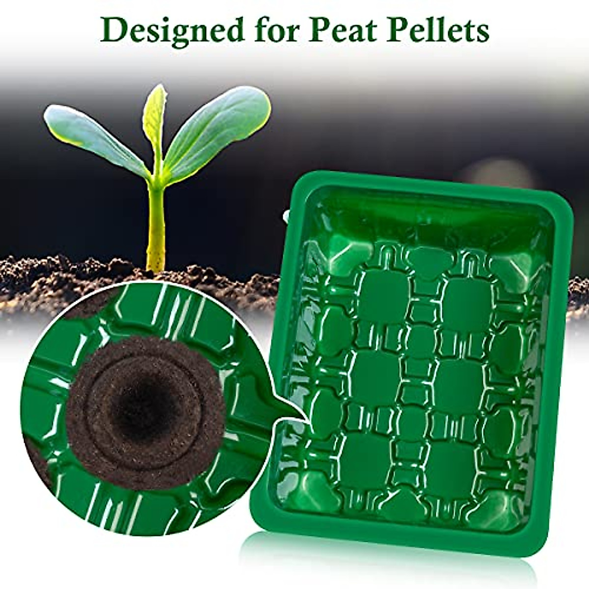 Fohil 10 Pack Seed Starter Tray, Seed Starter Kit with Adjustable Humidity Dome, Base Garden Tray for Seeds Germination Growing Starting 120 Cells