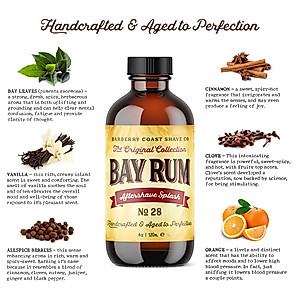 Bay Rum Aftershave Splash for Men - Crafted with Authentic Bay Oils from Dominica Republic in the Virgin Islands - Natural and Pure Ingredients - 4oz. - from Barberry Coast Shave Co.