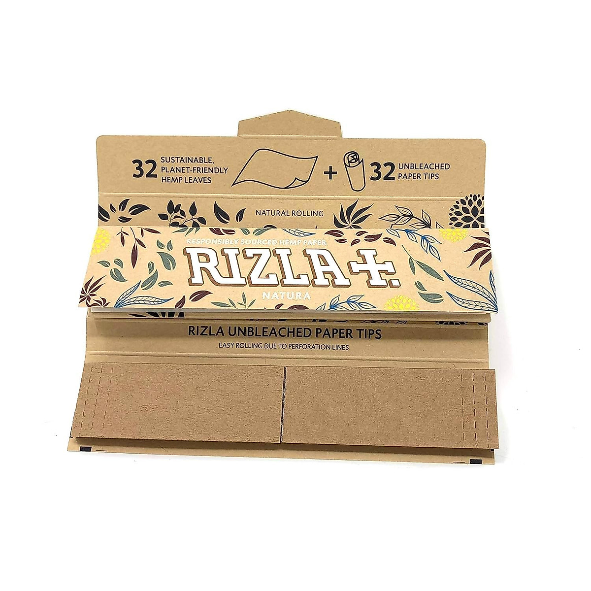 5 X RIZLA Natura Combi Pack - (32 King Size Super Slim Leaves + Unbleached Paper Tips)