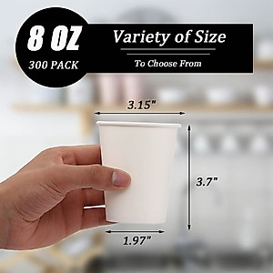 Lamosi 300 Pack 8 OZ Paper Cups, Disposable Coffee Cups, Paper Coffee Cups 8 oz, Hot/Cold Beverage Drinking Cups for Water Juice or Tea, Perfect for Office Party Home Travel