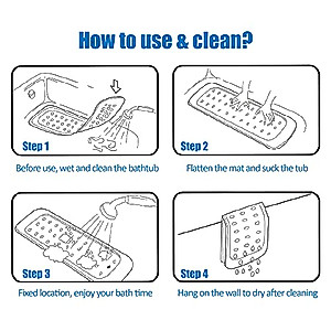 MOLFUJ 32"X16" Foot Scrubber Shower Mat with Feet Scrub Stone, Oval Bathtub Mat with Antislip Suction Cups and Drain Holes, Non Slip with A Pumice Stone for Feet Massage - Grey