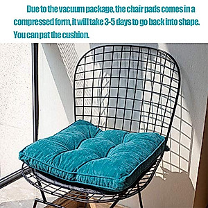 Nathime Soft Patio Outdoor Chair Pad with Ties Home Decor Indoor Dining Chairs Cushion 16.9"×16.9"×3.8" Blue 1Pc