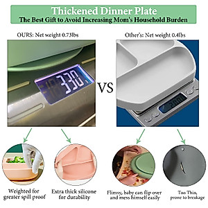 ACWIWIL Toddler Plates with Suction, 100% Food Grade Silicone Divided Plates, Baby Plates & Dishes, BPA Free, Microwave & Dishwasher Safe-Set of 1-Green