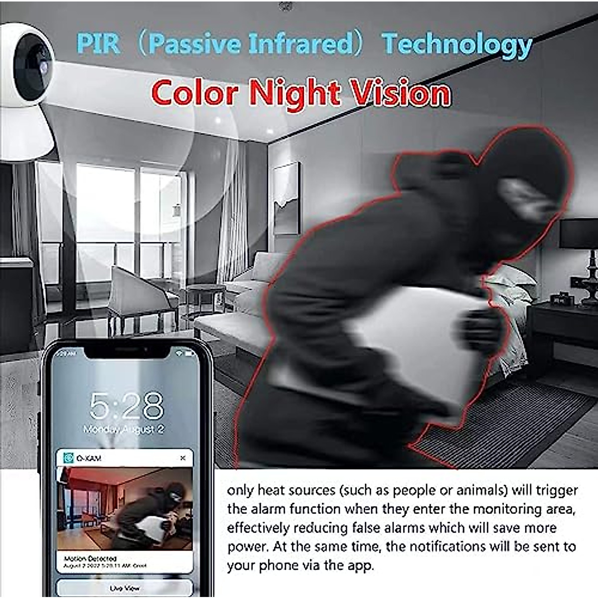 WiFi Camera Indoor Security Camera 2K 5GHz & 2.4GHz Security Camera Cameras for Baby/Elder/Dog/Pet Camera with Phone app Smartphone (1Pcs 64GB SD)