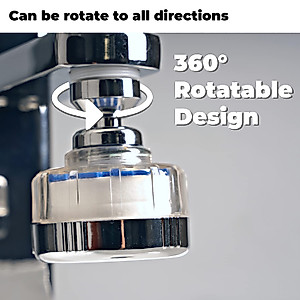 Skylarlife Sink Pure Water Faucet Mount Filters Remove Rust Dirt and Impurities Stainless Steel 360 Degree Rotatable Anti-Splash High Pressure Faucet with 6 Filters