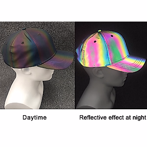 LZLRUN Rainbow Reflective Caps Men Fluorescent Hat Glow in The Dark