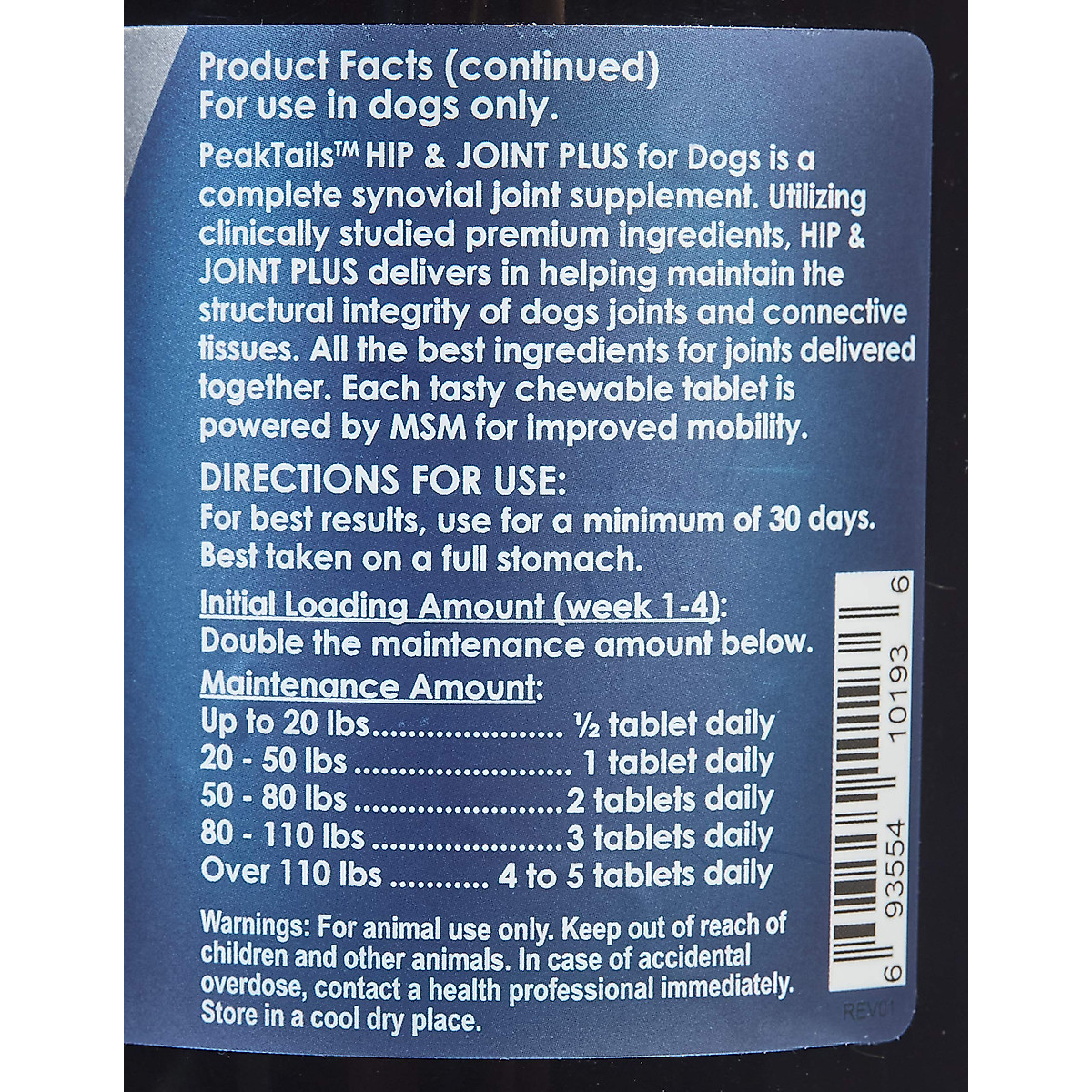 KALA HEALTH PeakTails Arthrix Plus, 150 Count Tablets, Provides Hip & Joint Support for Dogs, Formulated with Clinically Studied Ingredients, MSM, Glucosamine, Chondroitin