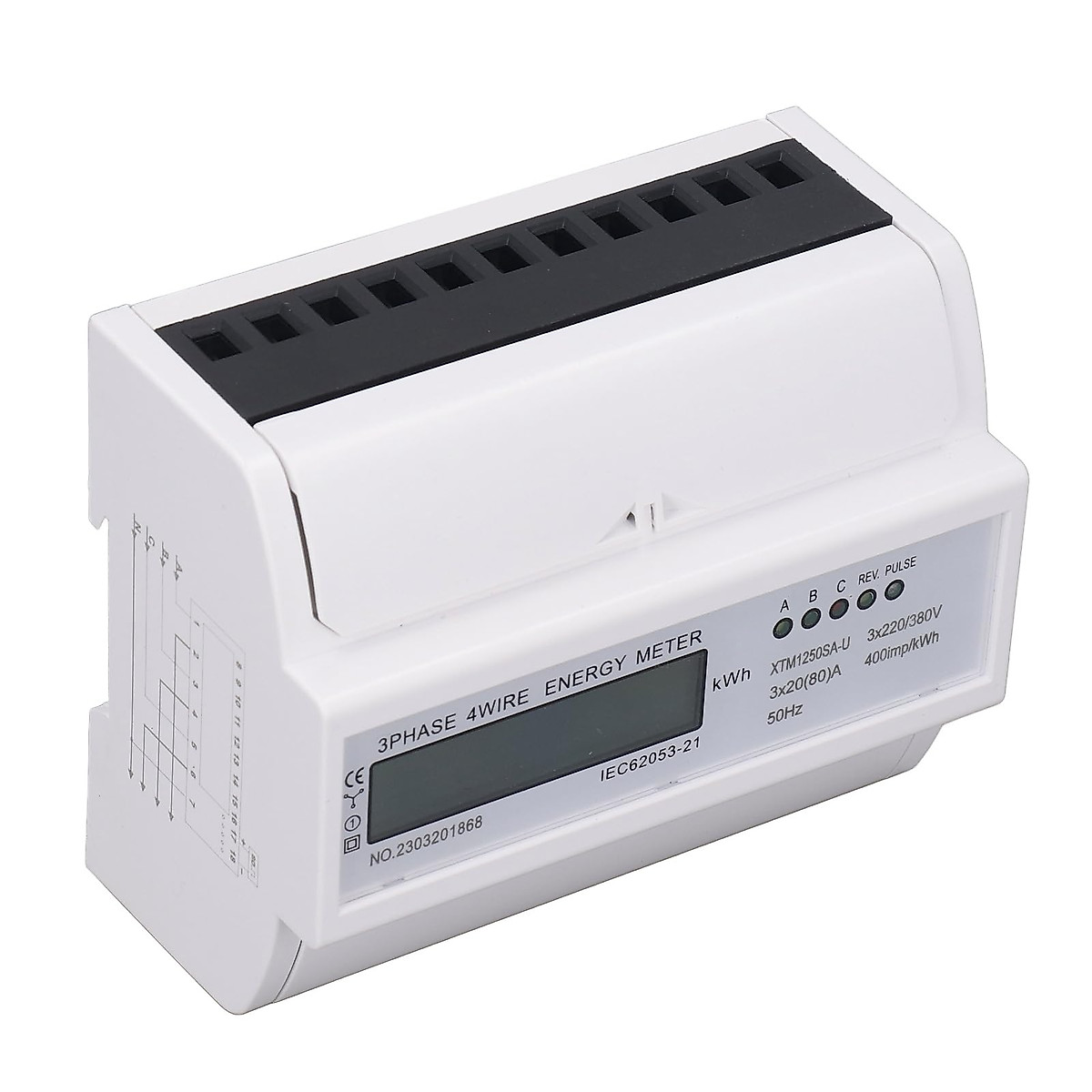 Electric Meter LCD Monitor Display for Din Guide Rail Guide Rail Meter 7P Phase 4 Wire *220V 380V Bit LCD Display Rail Bracket Measuring Meter Rail Fastener Power Meters