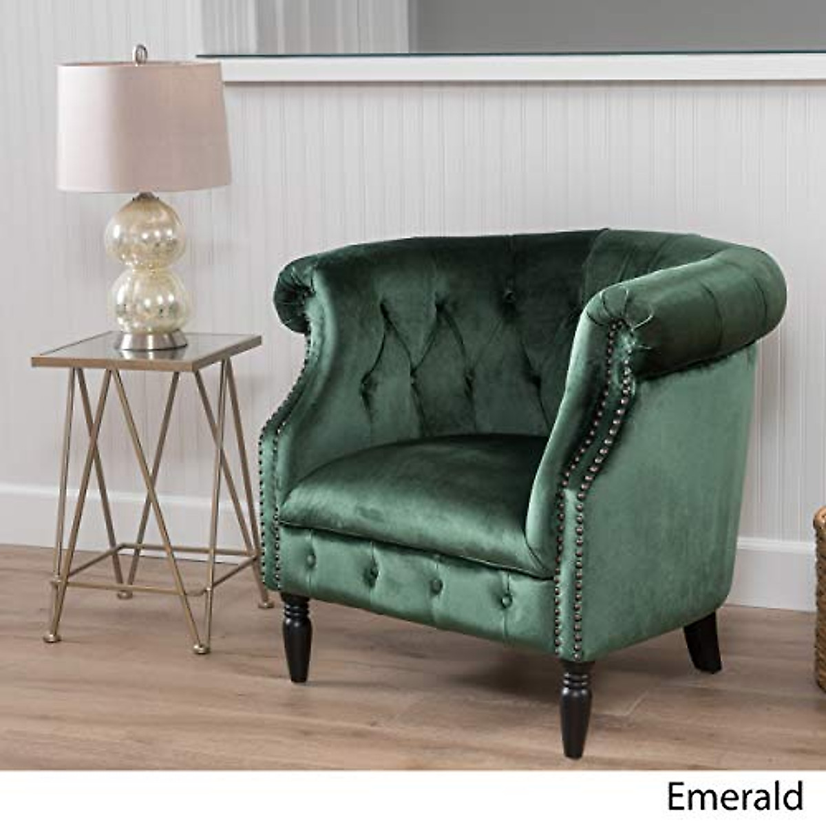 Christopher Knight Home Akira Velvet Club Chair, Emerald 29.6D x 33W x 30.25H in