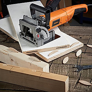 VonHaus 8.5 Amp Wood Biscuit Plate Joiner with 4" Tungsten Carbide Tipped Blade, Adjustable Angle and Dust Bag - Suitable For All Wood Types