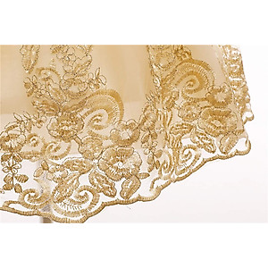 Baby Princess Girls Embroidery Dresses Toddler Lace Ruffles New Year Easter Tutu Dress with Headwear 12M 18M (Golden,80)