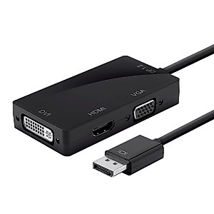 Monoprice DisplayPort 1.2a to 4K HDMI, Dual Link DVI, and VGA - Passive Adapter, Up to 4K Resolutions, Black