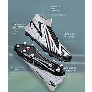 Mens Womens High-Top Soccer Cleats, Teen Football Training Shoes, FG/TF Athletic Shoes Competition & Training for Boys and Girls (Purple,10.5,Women,Men,Medium,9.5)