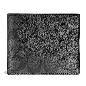 Coach ID Billfold Wallet In Signature Canvas Charcoal/Black