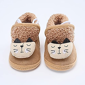 Baby Girls Boys Warm Shoes Soft Sole Booties Snow Boots Fall Winter Spring Shoes Little Girls Tennis Shoes (Brown, 6-12 Months)