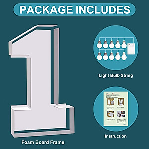 YOSWPP 3FT Large Marquee Light Up Letters Numbers Giant Mosaic Balloon Frame,Wedding Backdrop Decoration Anniversary Decoration Foam Board (1, 3FT)