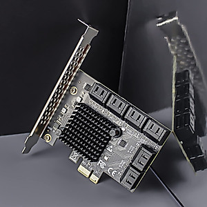 GLOTRENDS SA3112J 12 Ports PCIe SATA Expansion Card, Including SATA Cables and 1:5 SATA Splitter Power Cable, Compatible with Windows,Linux,Mac OS,NAS