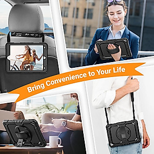 SEYMAC for iPad Air 3 Case 10.5'' for iPad Pro 10.5 Case, Heavy Duty Full-Body Shockproof Protective Case with Screen Protector, 360° Rotating Stand, Hand/Shoulder Strap for iPad Air 3rd Gen, Black