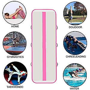FunWater 10ft/13ft/16ft Inflatable Gymnastics Air Tumble Track Tumbling Mat 4in Thick Air Floor Tumble Track with Electric Air Pump for Cheer Leading/Gymnastics/Beach/Gym/Home