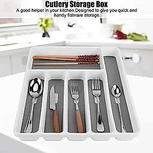 EBTOOLS Silverware Tray, 6 Compartment Kitchen Drawer Organizer Expandable Cutlery Drawer Organizer Cutlery Tray Storage Box Kitchen Accessory for Kitchen Office Bathroom
