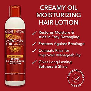 Creme of Nature, Argan Oil Hair Lotion, Creamy Oil Mousturizer to Help Restore Moisture and Add Shine, 8.45 Fl Oz