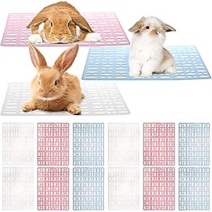 Lyellfe 12 Pack Plastic Rabbit Cage Mat, Durable Rabbit Floor Mat with Snap Joint, Foot Resting Pads in Assorted Color, Mats Feet Pads for Pet Cats Dogs Bunny
