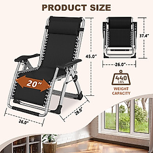 DoCred Comfy Chair, Folding Chair Recliner Chair for Bedroom and Living Room, Folding Reclining Patio Chairs Lounge Chair with Removable Cushion for Indoor Outdoor