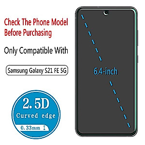 HPTech (2 Pack) Designed for Samsung Galaxy S21 FE 5G Tempered Glass Screen Protector, Support Fingerprint Reader, Anti Scratch, Bubble Free