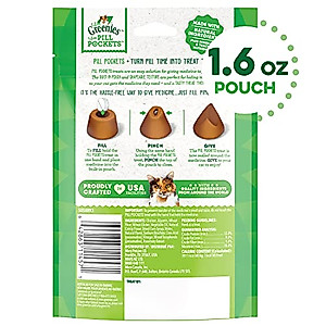 Greenies Feline Pill Pockets for Cats Natural Soft Cat Treats, Catnip Flavor, 1.6 oz. Pack (45 Treats)