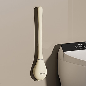 Wall Mountable Toilet Brush Long Handled Bathroom Cleaner With Flexible Silicone Brush Head Bathroom Toilet Brush Set Orange Toilet Brush Blue Toilet Brush White Toilet Brush Adhesive Hook For Toilet