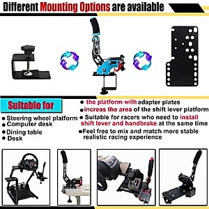 Obokidly Upgrade 2-IN-1 USB Handbrake Support G29 Compatible With PS4/PS5 + PC For Simracing Game Sim Rig With Clamp (Support G29 For PS5 With Clamp, Blue)