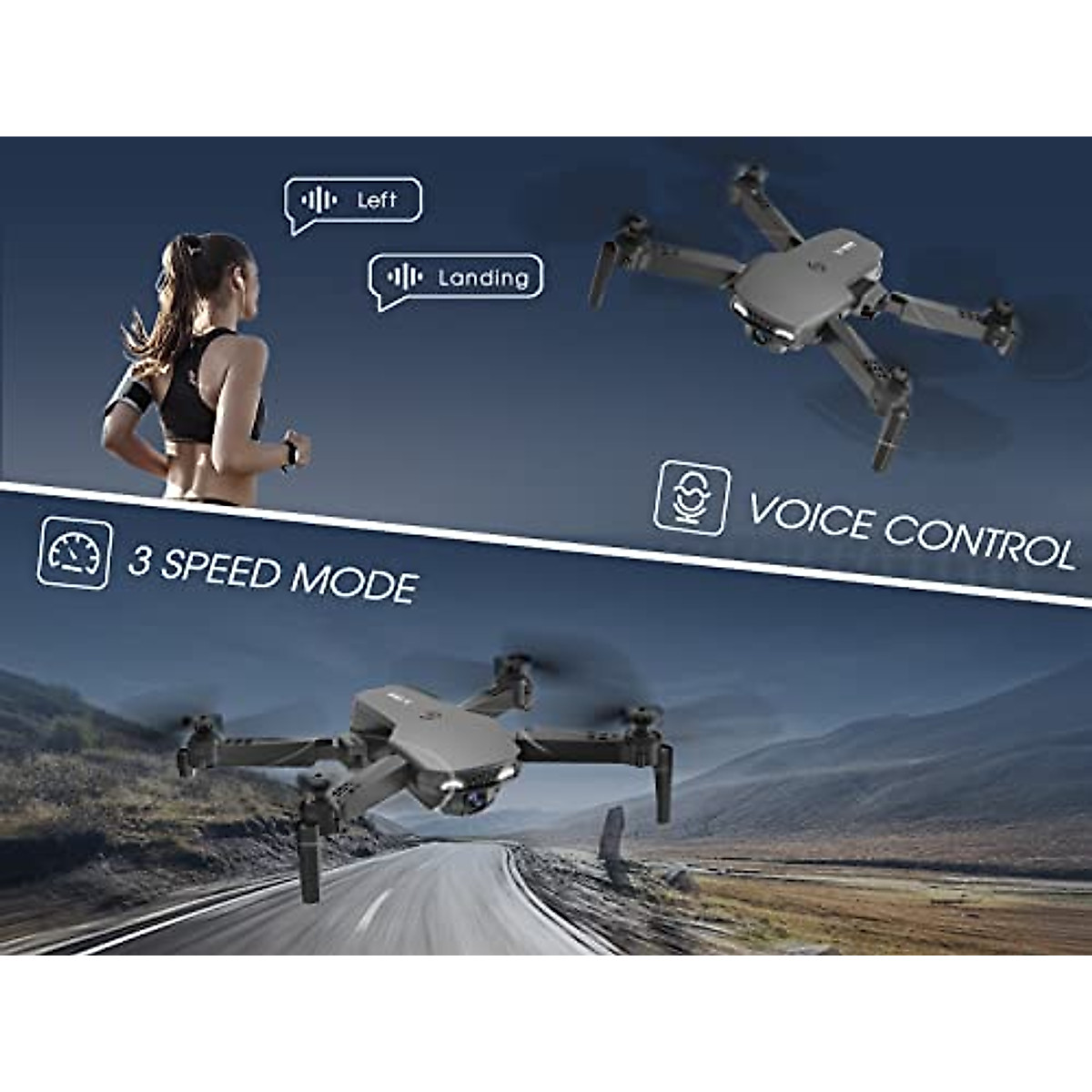 NEHEME NH525 Foldable Drones with 1080P HD Camera for Adults, RC Quadcopter WiFi FPV Live Video, Altitude Hold, Headless Mode, One Key Take Off for Kids or Beginners with 2 Batteries, Upgraded Version