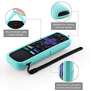 Wevove Case for Roku Remote Cover-3 Pack, Remote case Compatible with Roku TV Remote Cover, Silicone Protective Controller Universal Sleeve Glow in The Dark(Glow Yellow and Glow Pink and Blue)