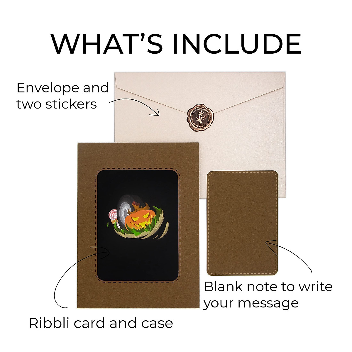 Ribbli Halloween Pop Up Card - 3D Greeting Card, Trick or Treat Card, Pumpkin Truck Card, Happy Halloween Card for Kids Grandson Granddaughter Boyfriend Son Daughter, with Envelope