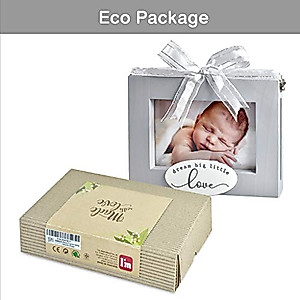 I’m Solid Wood Sonogram Pregnancy Baby Ultrasound 2 Sided Photo Frame, Great for Expecting New Parents Keepsake & Nursery Décor “Little Miracle/Dream Big Little Love" (Gray)