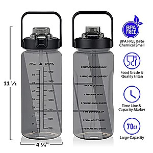 futaiphy Half Gallon Water Bottle With Sleeve 64oz (2L) Inspirational Water Bottle With Straw and Time Stamp, Drinkable Leak-Proof Tritan BPA-Free Bottle, Large Water Jug for Gym,Sports Bottles
