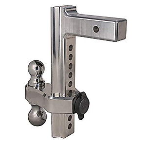 Trimax TRZ12AL 12" Premium Aluminum Adjustable Hitch with Dual Hitch Ball and T3 Receiver Lock
