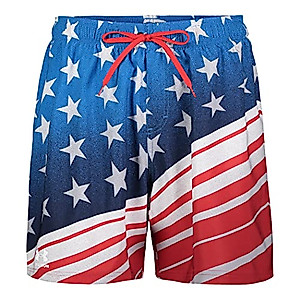 Under Armour Men's Standard Swim Trunks, Shorts with Drawstring Closure & Elastic Waistband, White Stars & Stripes