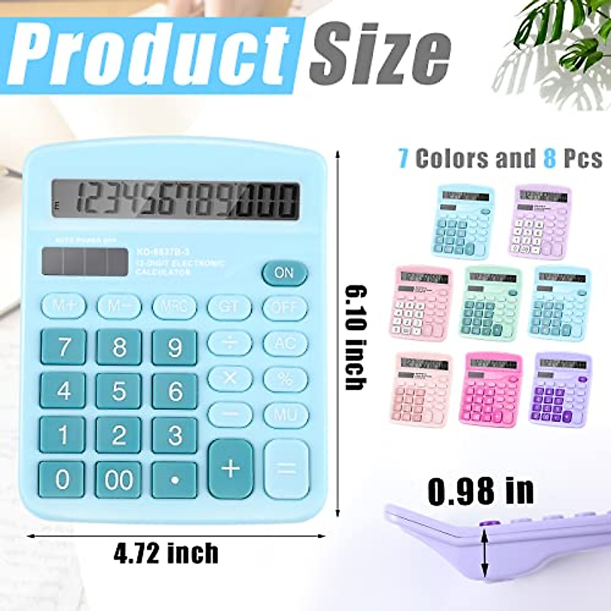 Xuhal 8 Pack Desktop Calculator Standard Calculator 12 Digit with Large LCD Display and Sensitive Button Handheld Cute Calculator Functional Aesthetic Calculator for Office Home Classroom Business