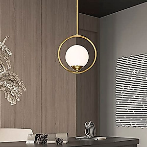 LaLuLa Modern Gold Pendant Lights 1-Light Frosted Glass Pendant Light Fixture Pendant Lights for Kitchen Island