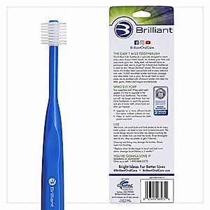 Brilliant Kids Toothbrush, For Kids Ages 5-9 Years Old, Round Brush Head -Soft Bristles, Royal Blue, 3 Count