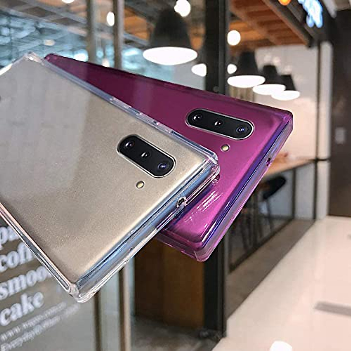 Square Case for Galaxy Note 10 Clear Case,Crystal Clear Slim Cover Shock Absorption Reinforced Corners Soft Flexible TPU Silicone Rubber Gel Shell Shockproof Slim Fit Protective Phone Case Cover,Black