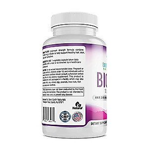 Best Earth Naturals Biotin 10,000mcg - Extra Strength Biotin Vitamin Supplement to Support Hair Growth, Strong Nails, Longer Eye Lashes and Healthy Skin