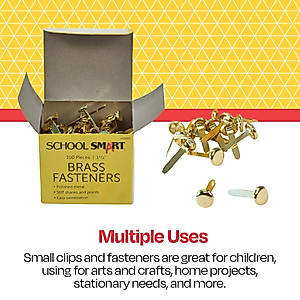 School Smart Brass Plated Fasteners - 1 1/2 inch - Box of 100