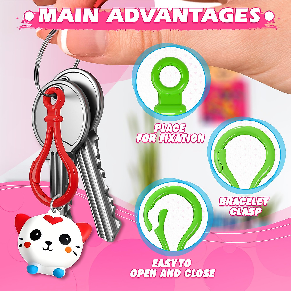 100 Pcs Plastic Keychain Clip - Plastic Lobster Claw Clasps Backpack Keychain Rings Plastic Keychain Clips for Crafts - Key Chain Hooks for Crafts Lanyard Clips and Hooks Plastic Keychains for Crafts