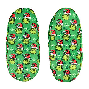 Dr. Seuss GRINCH That Stole Christmas Slippers Santa Grinch Slipper Socks with No-Slip Sole For Women Men (Small)